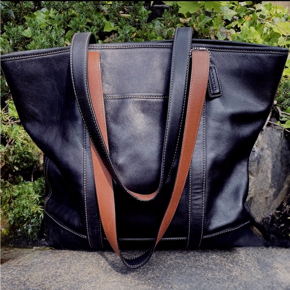 Coach | Bags | Coach Black Leather Tote Bag Handbag Pocketbook Ml ...
